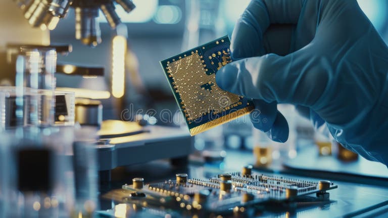 The Hand Holding Microchip.AI Generated Image Stock Photo - Image of ...