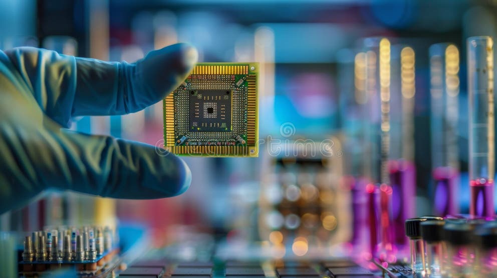 The Hand Holding Microchip.AI Generated Image Stock Image - Image of ...