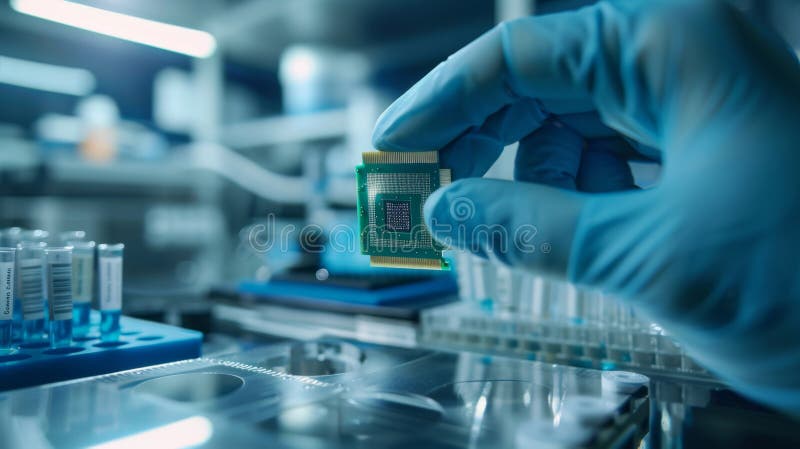 The Hand Holding Microchip.AI Generated Image Stock Photo - Image of ...