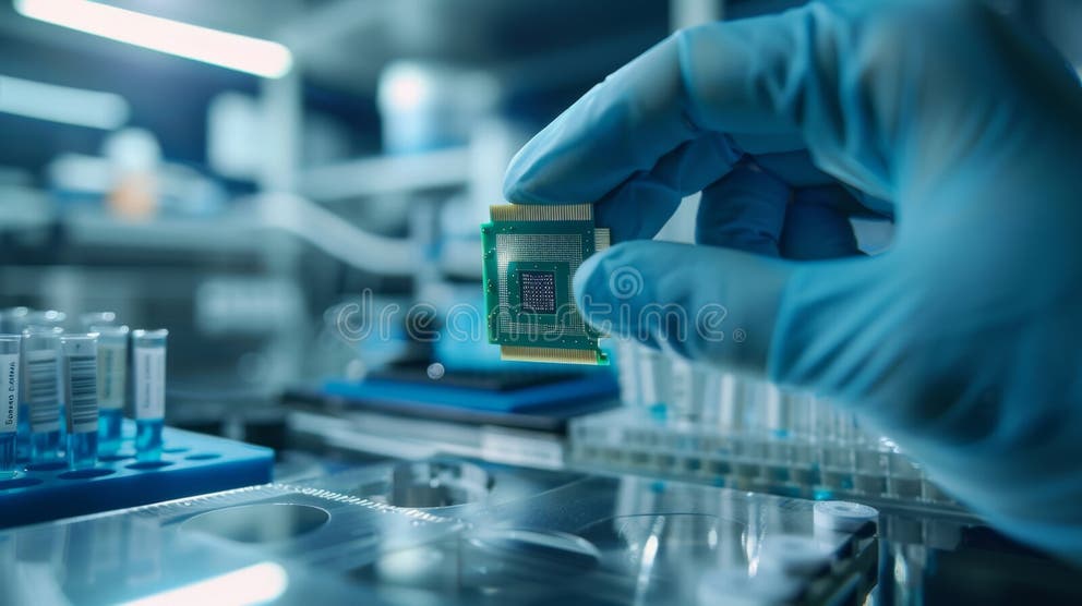 The Hand Holding Microchip.AI Generated Image Stock Photo - Image of ...