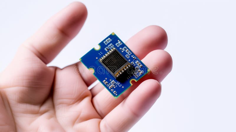 Hand Holding Microchip on White, Tech Concept Stock Illustration ...