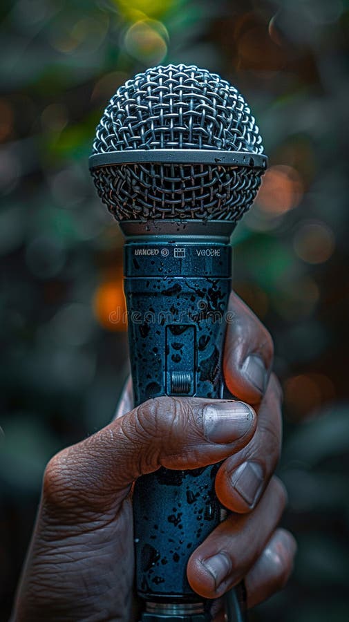 Hand Holding a Microphone Capturing Expression Stock Photo - Image of ...