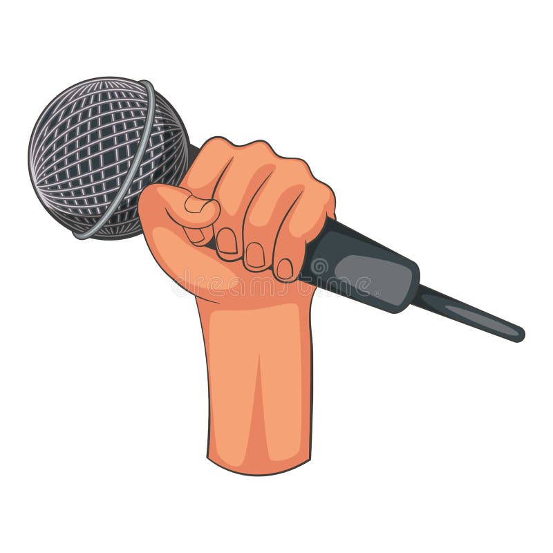 Hand Holding Microphone Icon, Cartoon Style Stock Vector - Illustration ...
