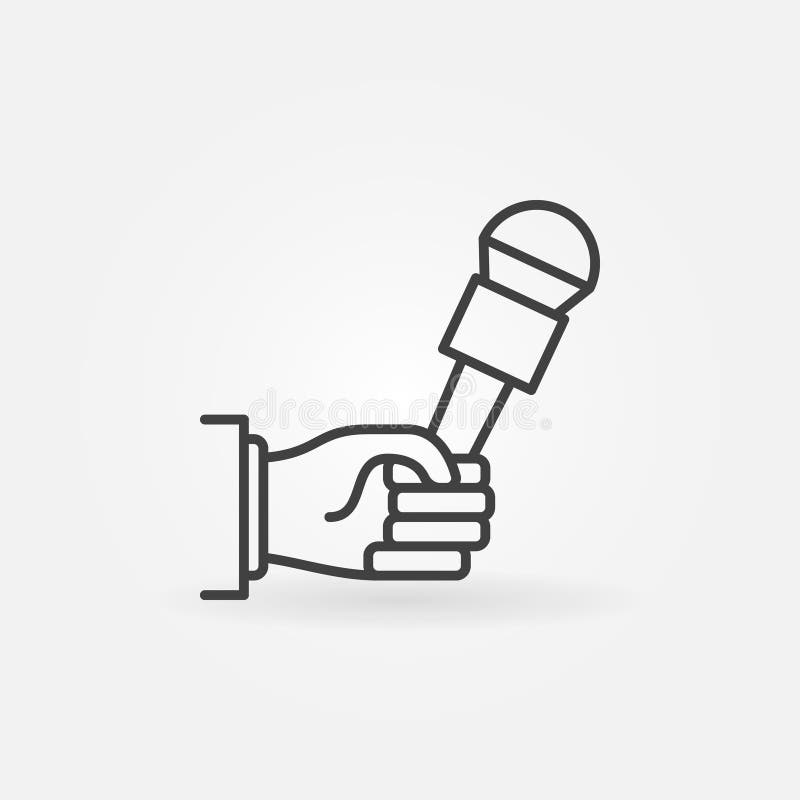 Interview Mic in Hand Outline Vector Icon or Symbol Stock Vector ...