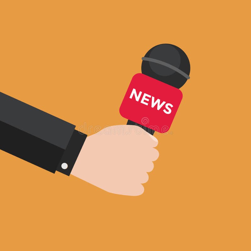 Hand Holding a Microphone , Interview Stock Vector - Illustration of ...