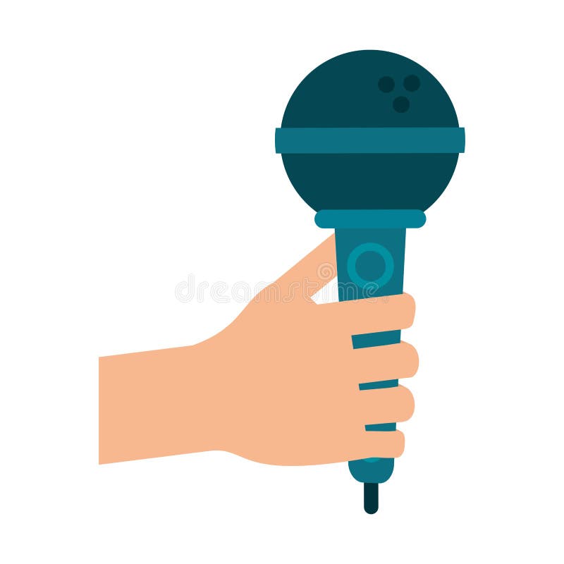 Hand holding microphone stock vector. Illustration of music - 141774815