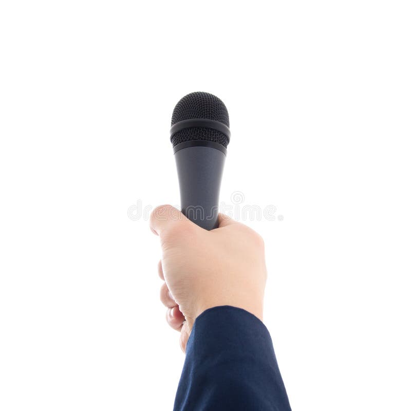 Hand and Arm Holding Microphone Isolated on White Stock Photo - Image ...