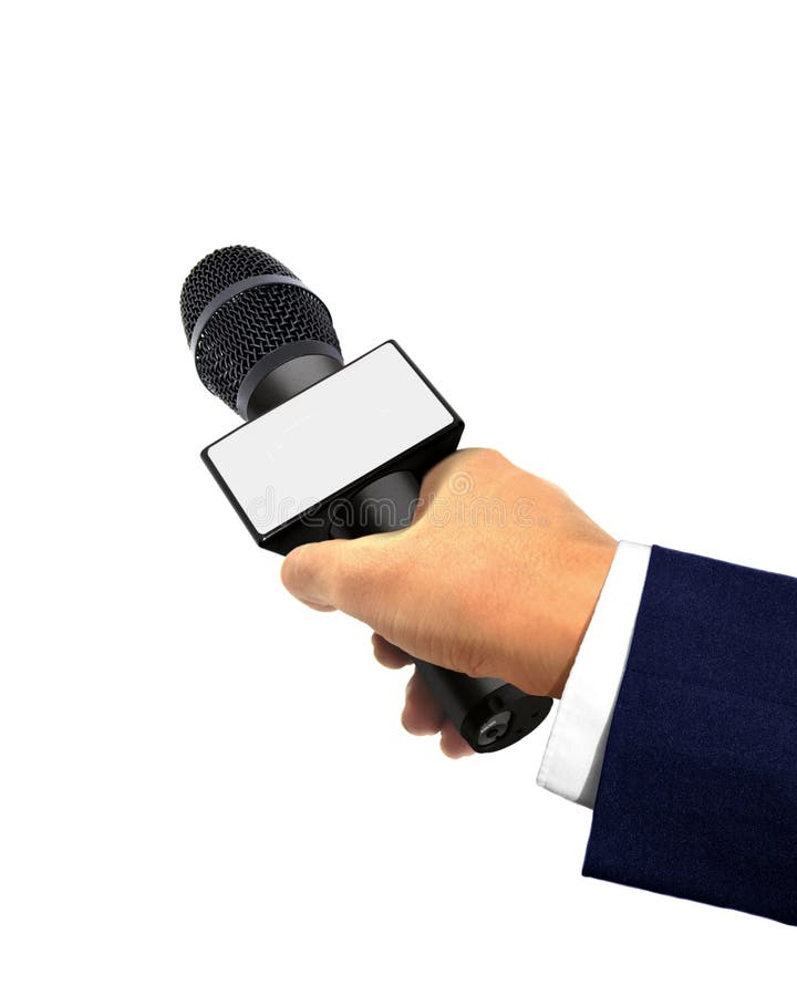 Reporter Holding Microphone Stock Image - Image of microphone, black ...