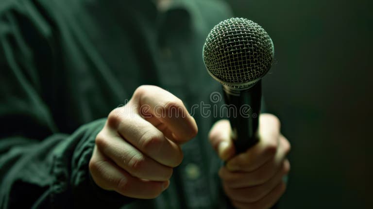 The Hand Holding Microphone.AI Generated Image Stock Image - Image of ...