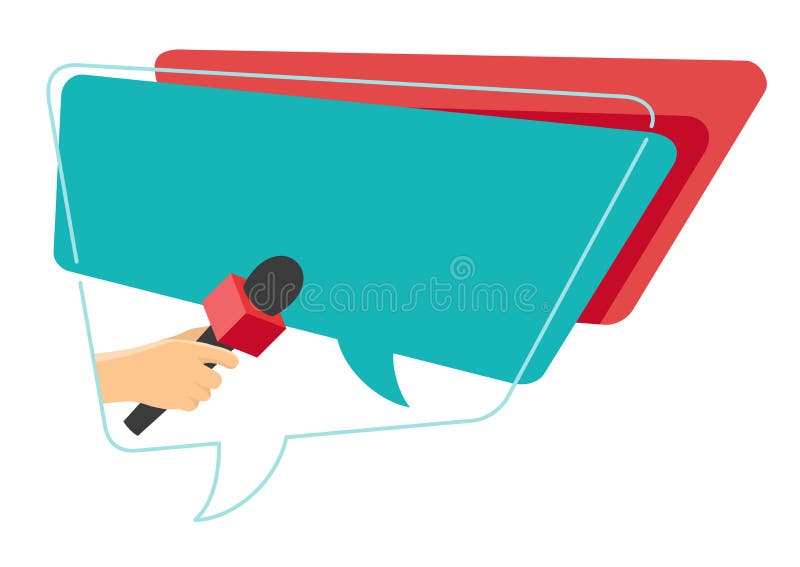 Hand Holding Microphone with Speech Bubble Frame Stock Vector ...