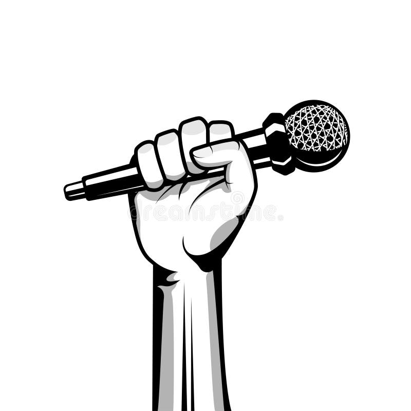 Hand Holding Microphone Vector Illustration. Hand and Mic Illustration ...