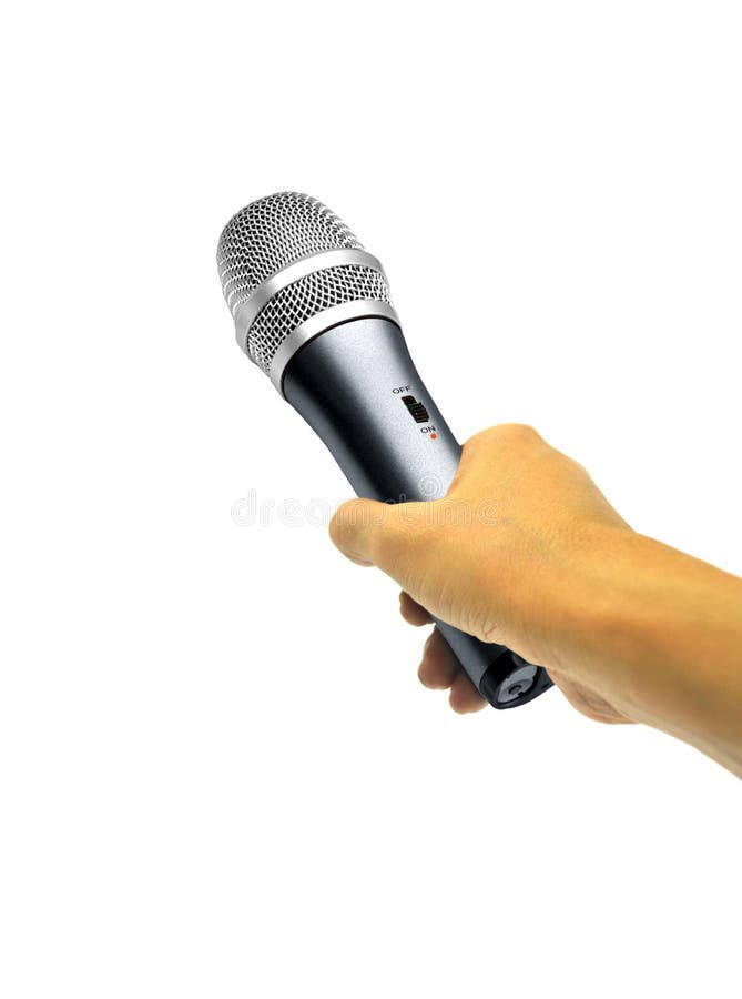 Hand holding microphone stock image. Image of audio, entertainment ...