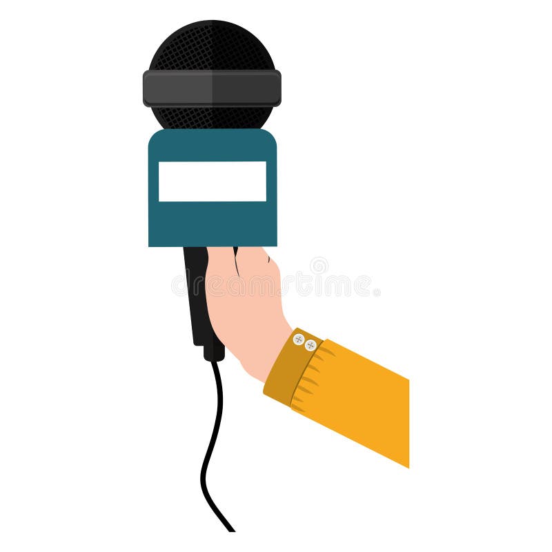 Hand Holding Microphone with Yellow Support Stock Vector - Illustration ...