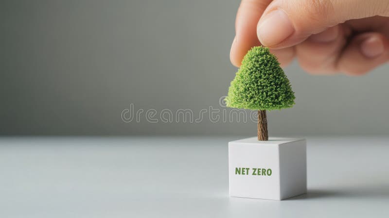 Hand Holding Miniature Tree on Cube Symbolizing Growth and Environment ...