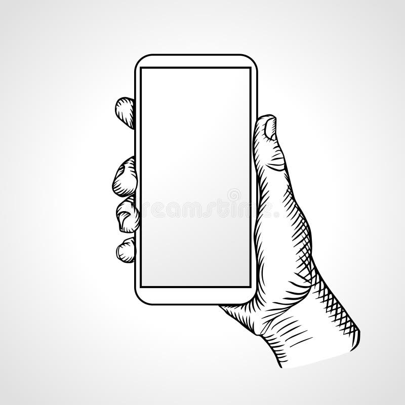 Hand Holding Mobile, Front View. Vector Illustration Stock Vector ...