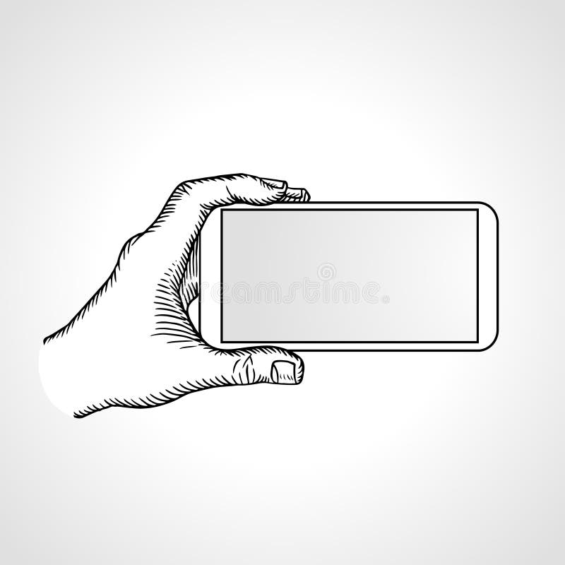 Hand Holding Mobile, Front View. Vector Illustration Stock Vector ...