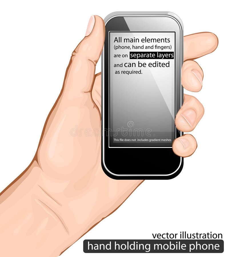 Mobile Phone in the Male Hand Stock Vector - Illustration of shape ...