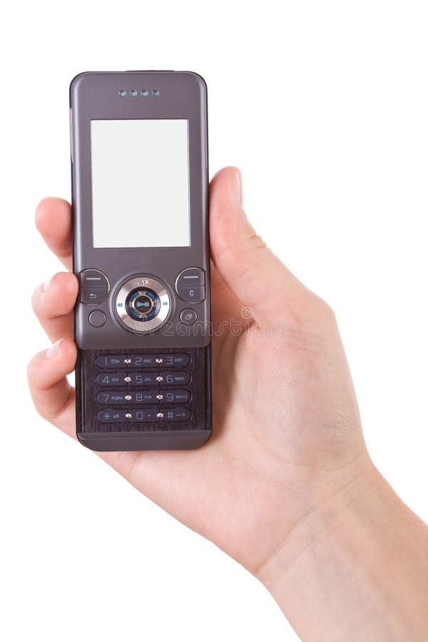 Hand holding mobile phone stock photo. Image of forearm - 9030302