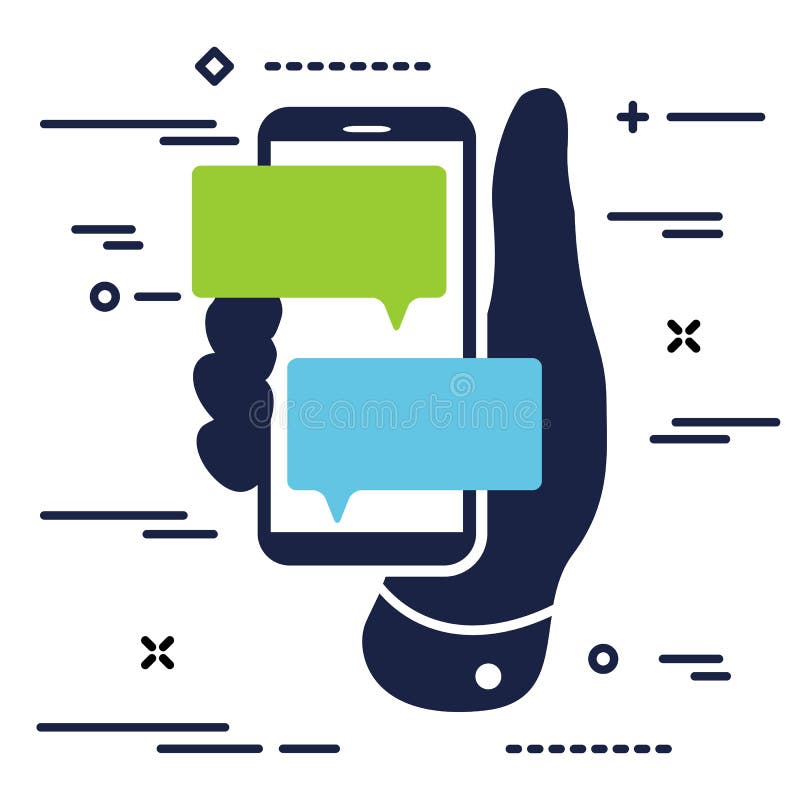 Mobile Phone Chat Message Notifications Vector Illustration Isolated on ...