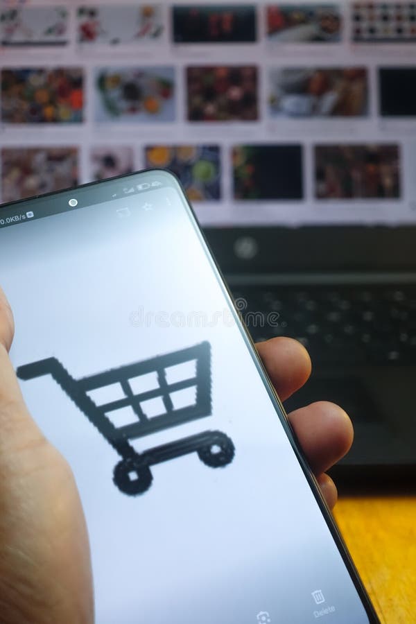 A Hand Holding Mobile Phone Doing Online Shopping , Online Payment ...