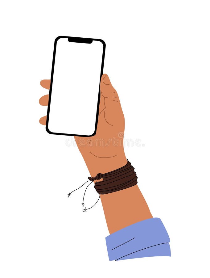 Hand Holding Mobile Phone Vector Isolated On White Stock Illustration