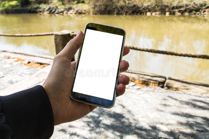 Hand Holding Mobile Phone stock photo. Image of hand - 54735236