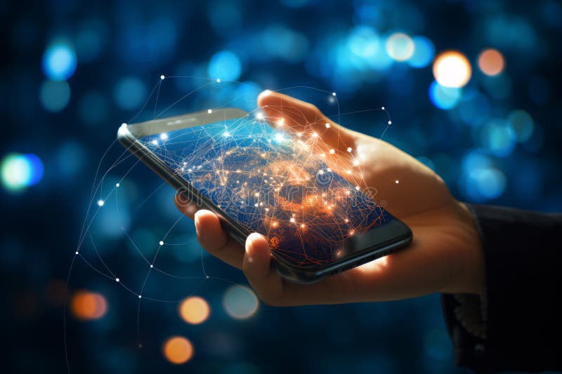 Global Connection in the Palm of Your Hand Stock Illustration ...