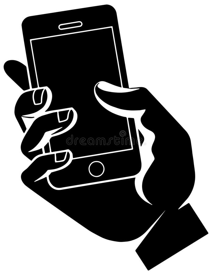Hand Holding Mobile Phone Isolated Stock Vector Illustration Of Icon