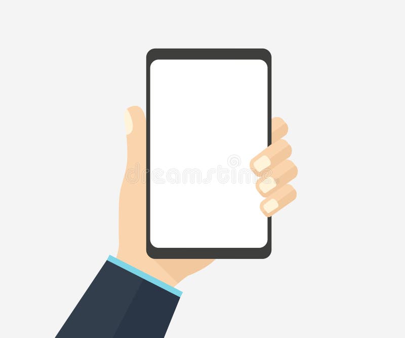Hand Holding Mobile Phone Logo Design. Blank White Screen or Person ...