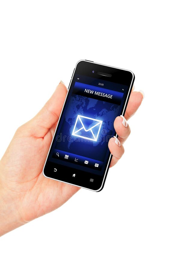 New Message on Mobile Smart Phone Stock Image - Image of digital, mail ...