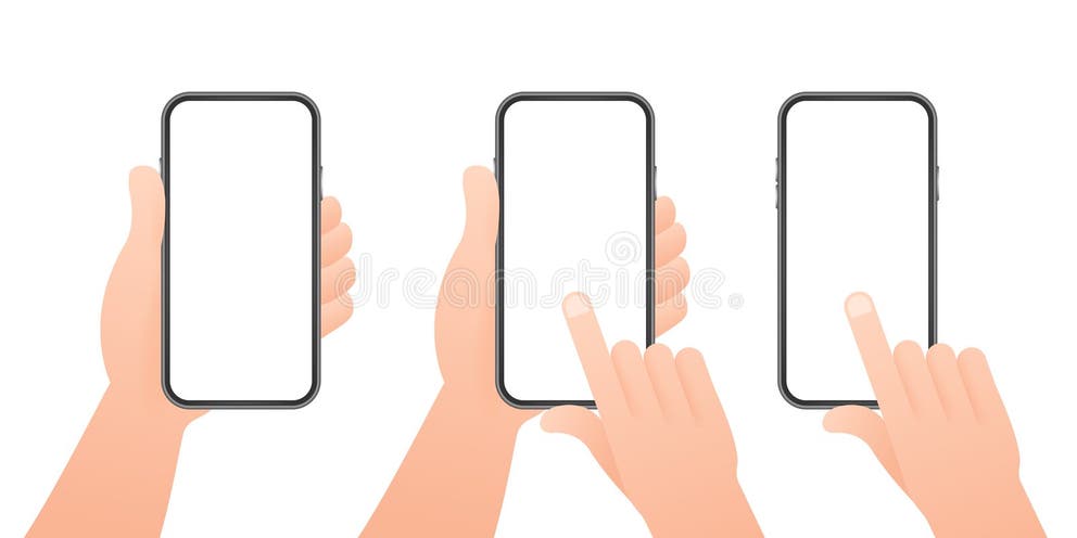 Hand Holding Mobile Phone. Hand Operating a Smartphone. Finger Touching ...