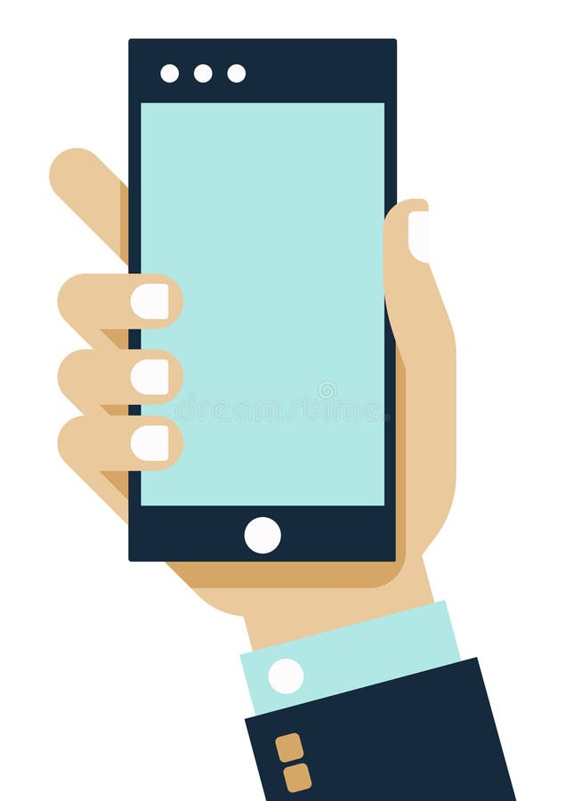 Hand Holding Mobile Phone Screen Cartoon Icon Stock Vector ...