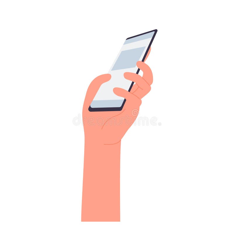 Hand holding mobile phone stock illustration. Illustration of ...