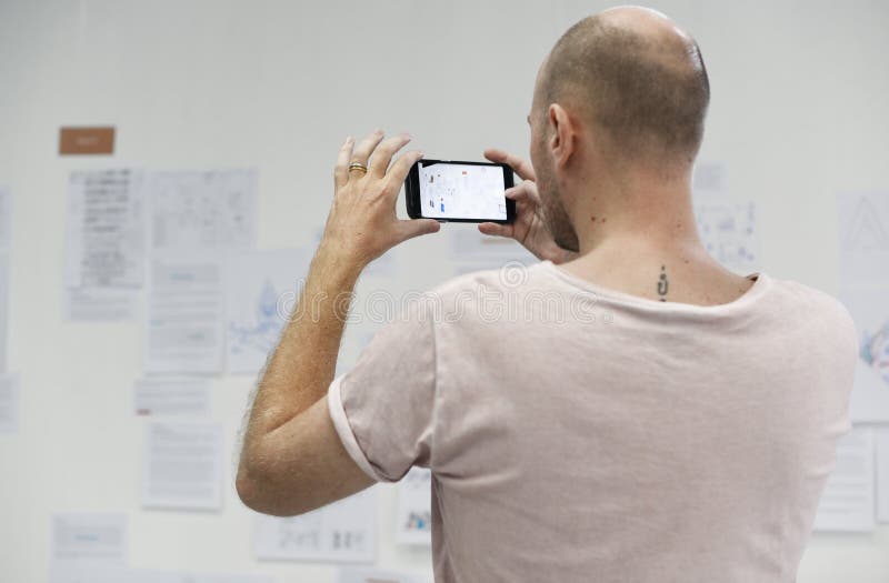 Hand Holding Mobile Phone Snap Taking Photo Stock Photo - Image of ...