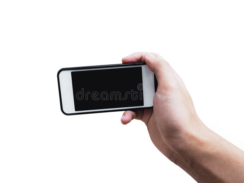 Hand Holding Mobile Phone and Taking Horizontal Picture, Isolate Stock ...