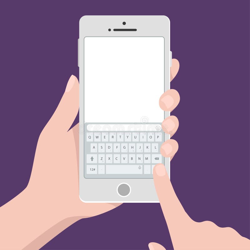 Hand Holding Mobile Phone Typing a Message Stock Vector - Illustration ...