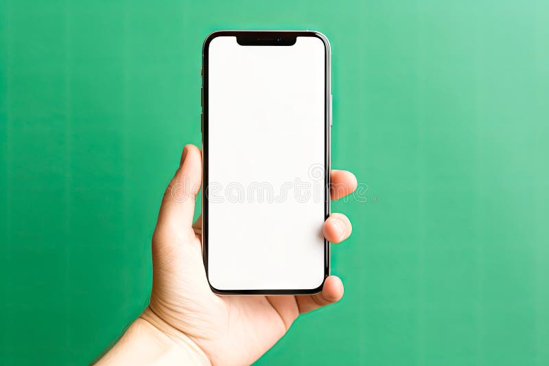Hand Holding Mobile Phone with White Screen with Stock Image - Image of ...