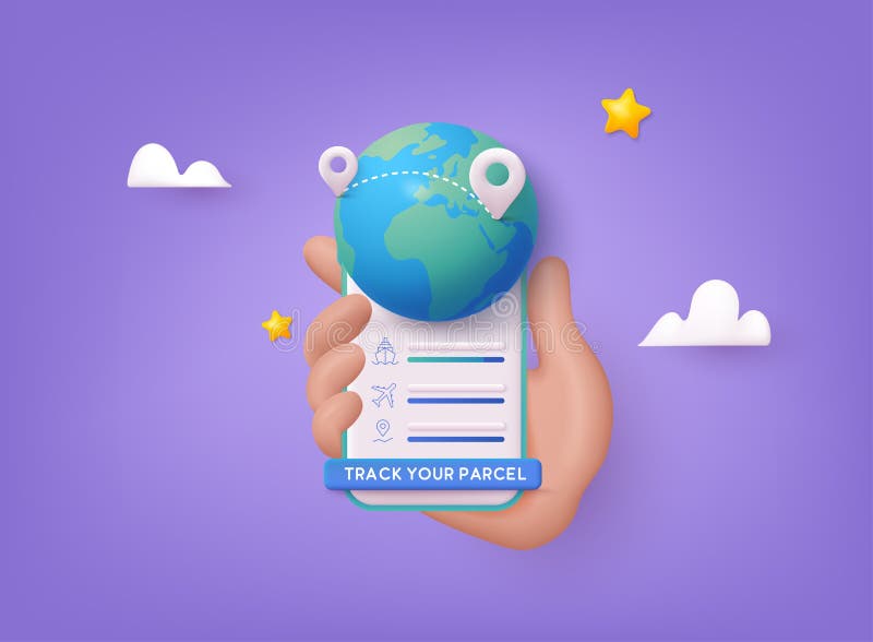 Hand Holding Mobile Smart Phone with App Delivery Tracking.Delivery ...