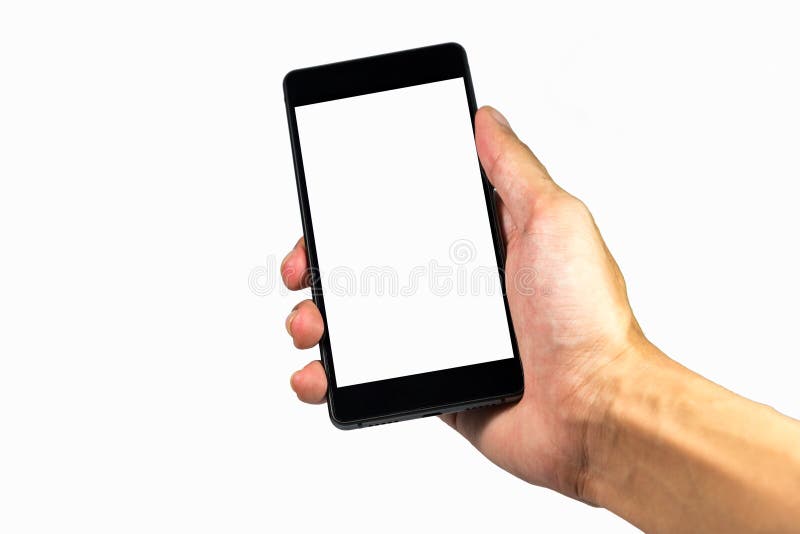 Hand Holding Mobile Smart Phone with Blank Screen Stock Photo - Image ...