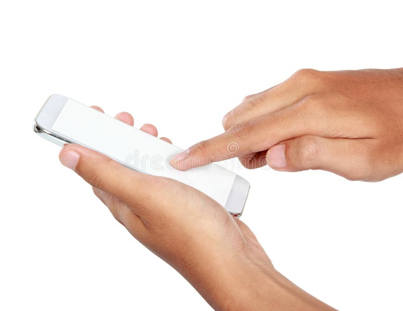 Hand Holding Mobile Smart Phone with Blank Screen Stock Image - Image ...