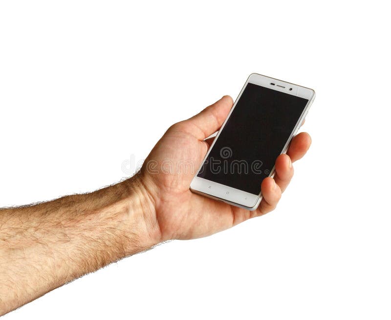 Hand Holding Mobile Smart Phone with Blank Screen. Stock Photo - Image ...