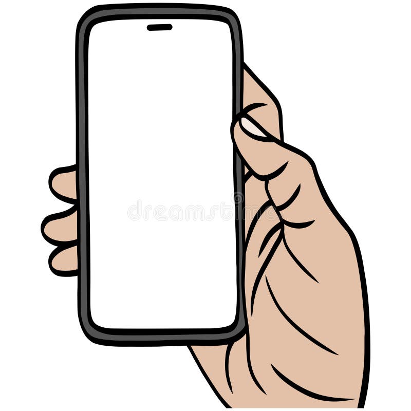 Hand Holding Mobile Smart Phone with Blank Screen Vector Illustration ...