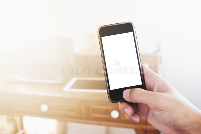 Hand Holding Mobile Smart Phone. Clipping Path Mobile Screen Stock ...