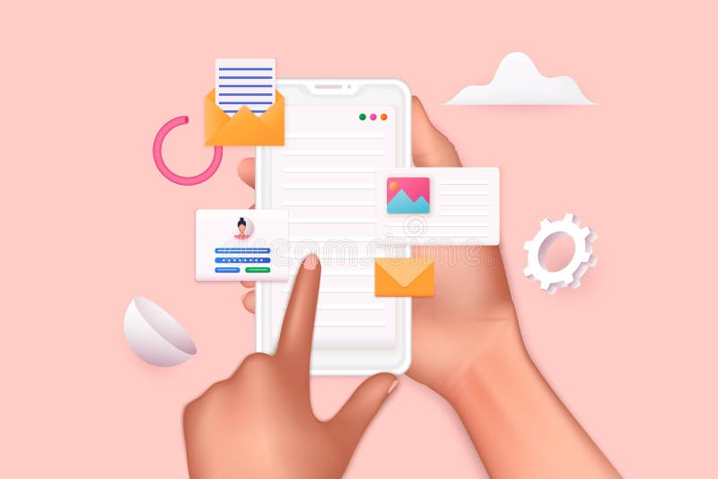 Hand Holding Mobile Smart Phone with Mail App. Mail Service Concept ...