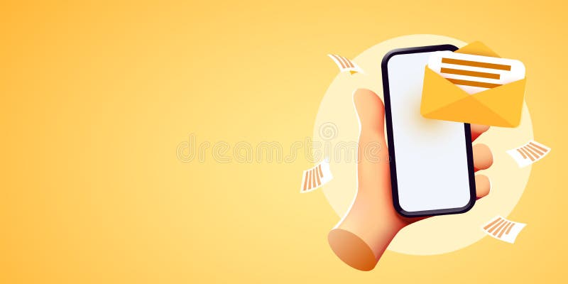 Hand Holding Mobile Smart Phone with Mail App. Mail Service Concept ...
