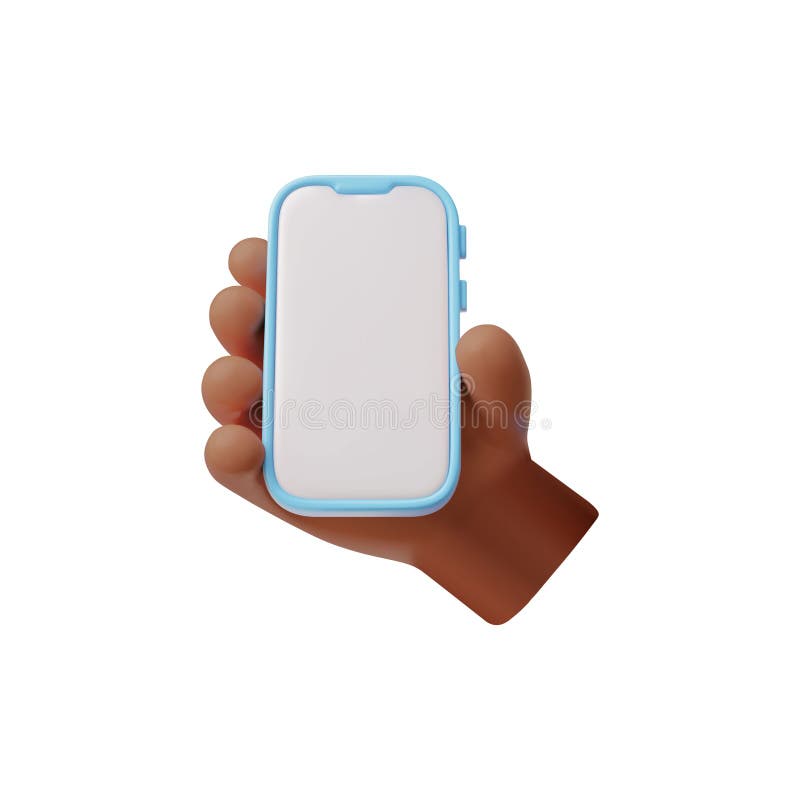 Hand Holding a Mobile Smartphone with White Screen 3D Vector, Afro Arm ...
