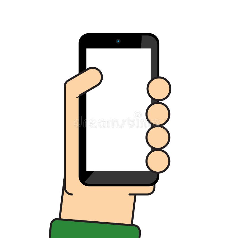 Hand Holding Mobile Vector Cartoon Stock Vector - Illustration of ...