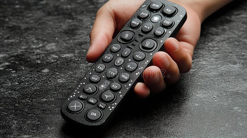 Hand Holding a Modern Black Remote Control Stock Illustration ...