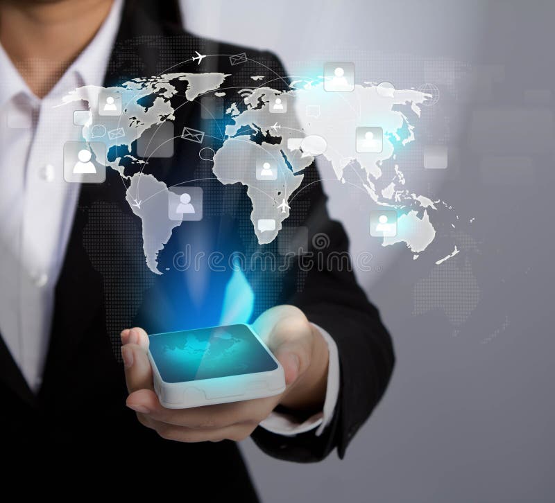 Hand Holding Modern Communication Technology Mobile Phone Stock Image ...