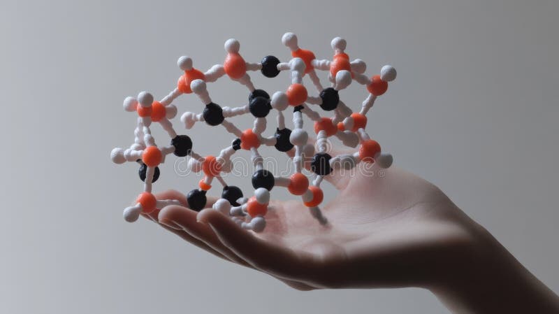 Hand Holding Molecular Structure Model for Scientific Study Stock Image - Image of chemistry ...